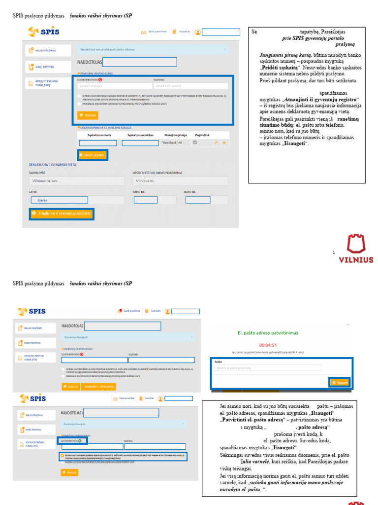 SPIS Pra-Ymo Pildymas - I-Mokos Vaikui Skyrimas - SP-3A-1 | PDF