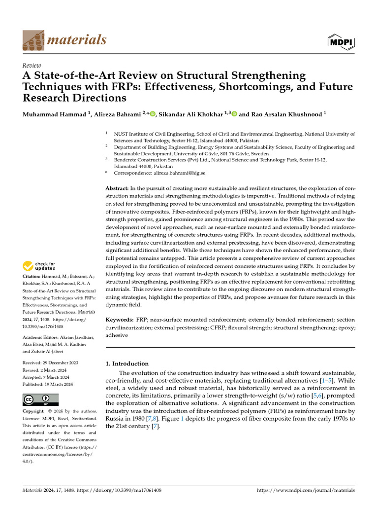 A State-Of-The-Art Review on Structural Strengthening Techniques With ...