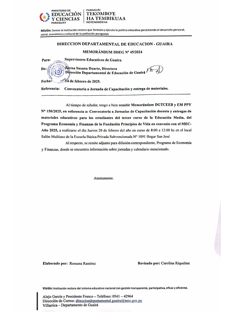 Memorándum DDEG N° 45 | PDF