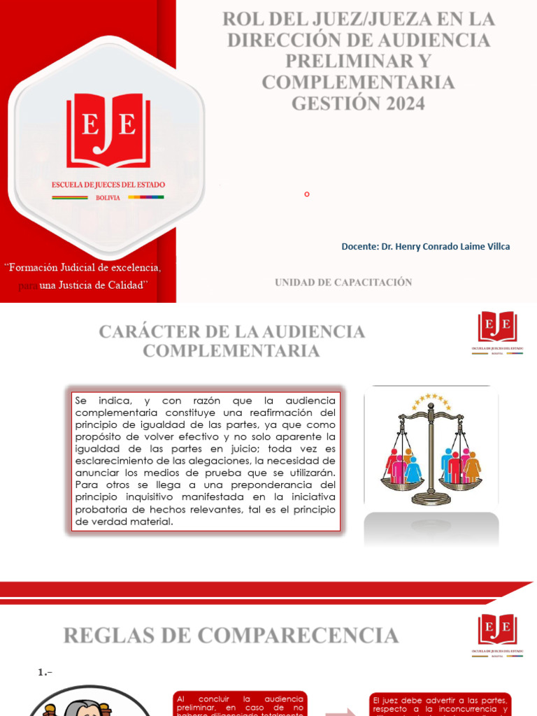 Tema 3 Desarrollo de La Audiencia Complementaria | PDF | Caso de ley | Debido al proceso