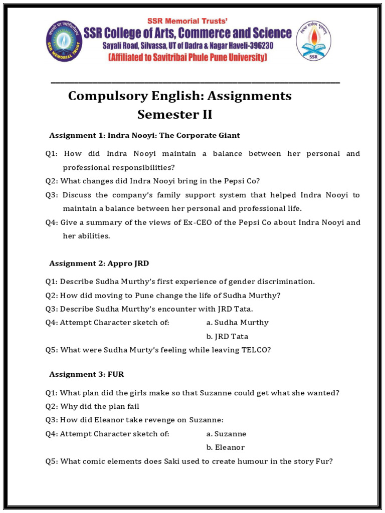 Fy Bcom - Sem 2 - 2022-23-Assignments-Comp. English - Anil Bagul | PDF | Communication | Human ...