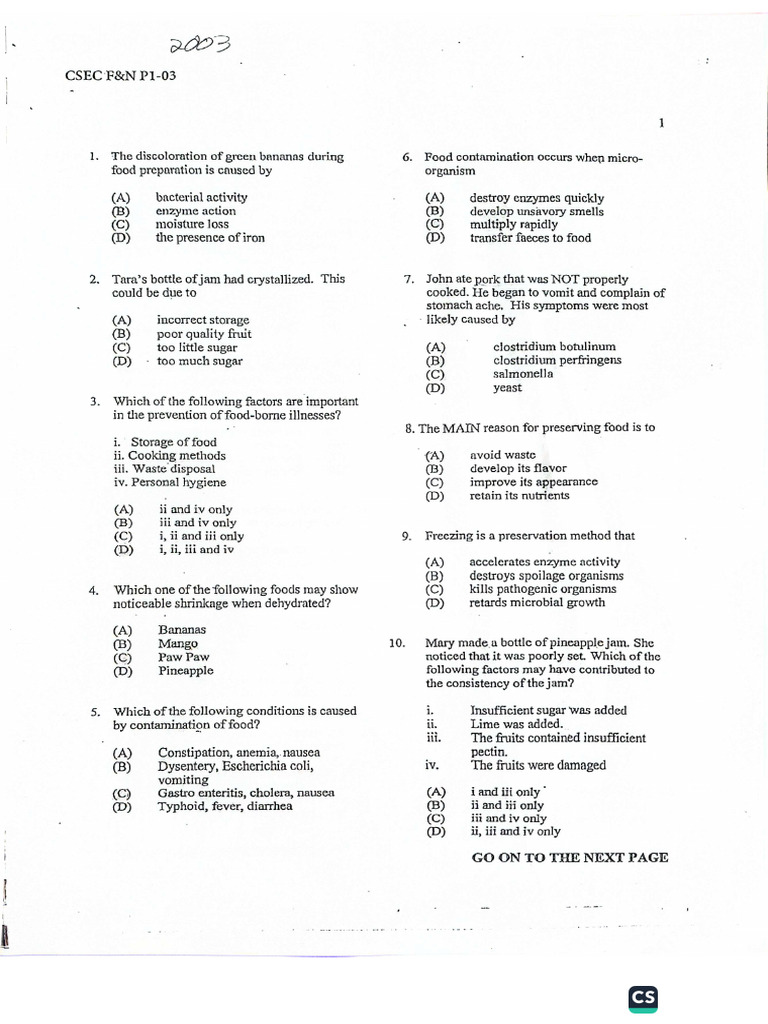 FNH - Mayjune 2003 - Paper 1 | PDF