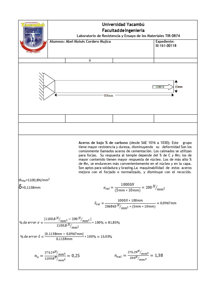 Ensayo de Tensión en Acero SAE 1025 | PDF | Rieles | Física Aplicada e ...