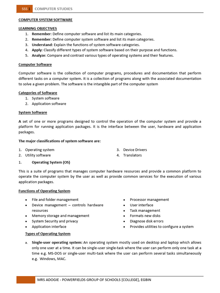Computer System Software Pdf Operating System Data Compression