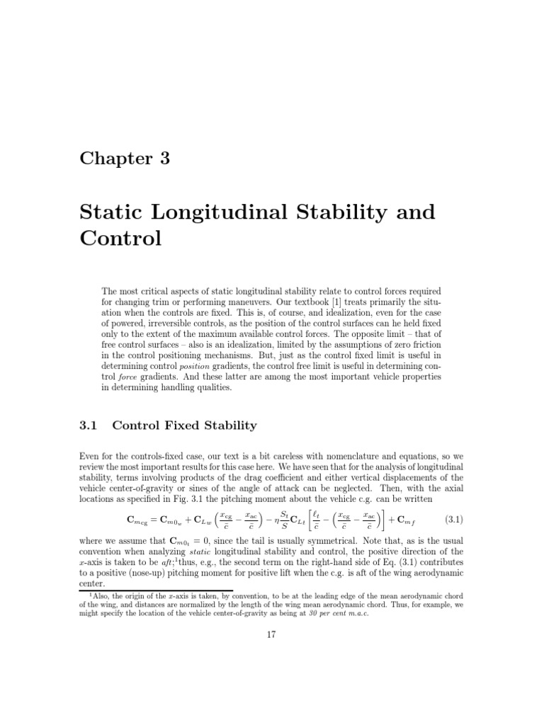 Static Longitudinal Stability Analysis | PDF | Teaching Methods & Materials