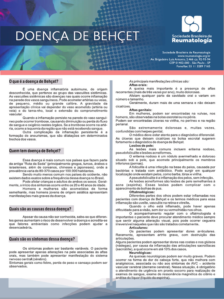 CartilhaSBR - A4 - Doença de Behçet | PDF