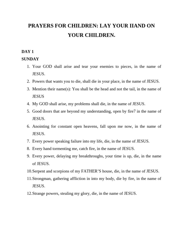 $14 PRAYERS FOR CHILDREN Day 1-7 | PDF | Jesus | Glory (Religion)