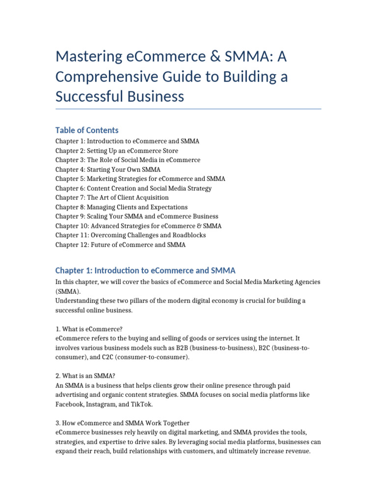 eCommerce & SMMA Business Guide | PDF