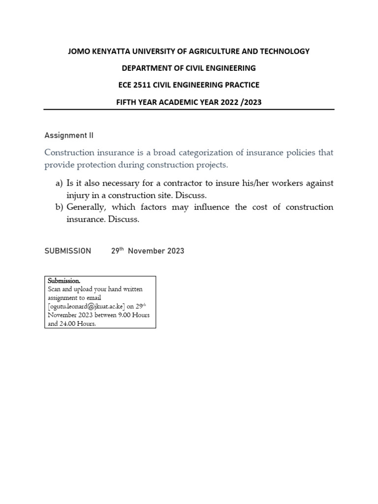 Assign 2 - Civil Eng. Practice - 18.11.2023 | PDF