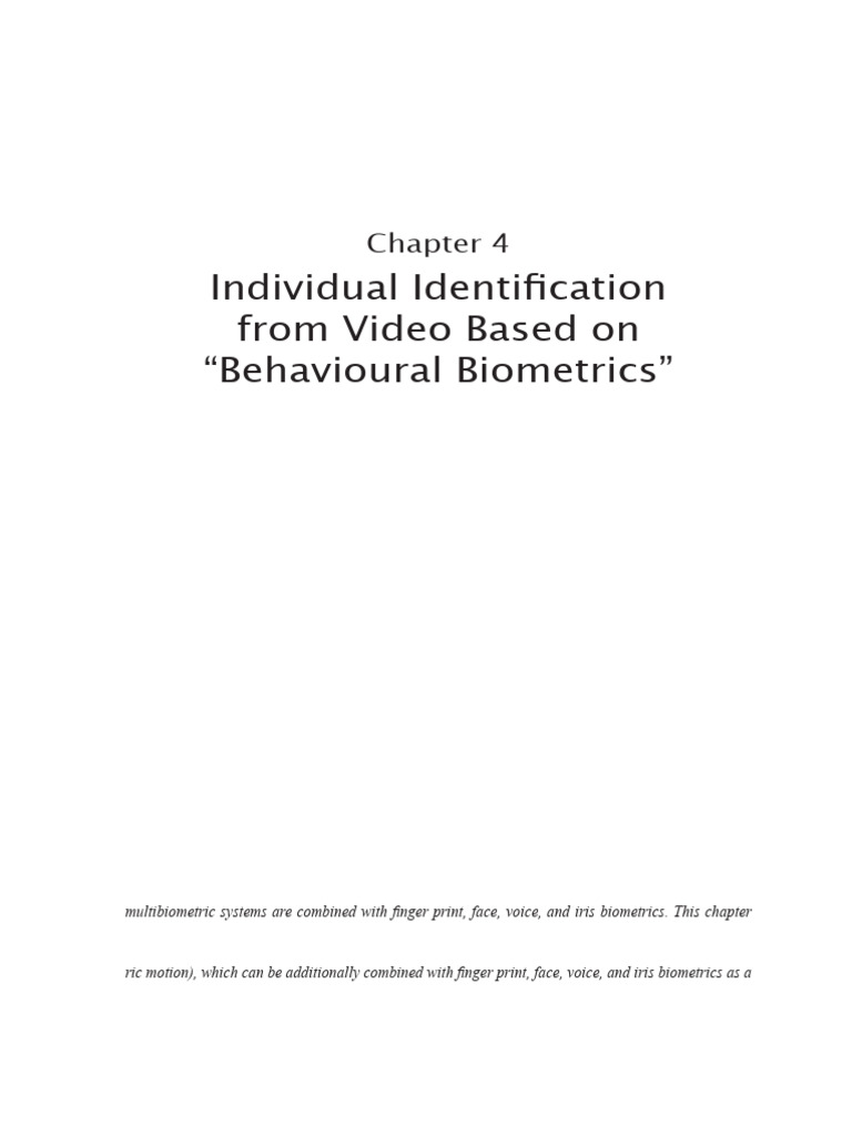 Ch4-IndividualIdentificat BehavioralBiometricsF | PDF | Biometrics ...