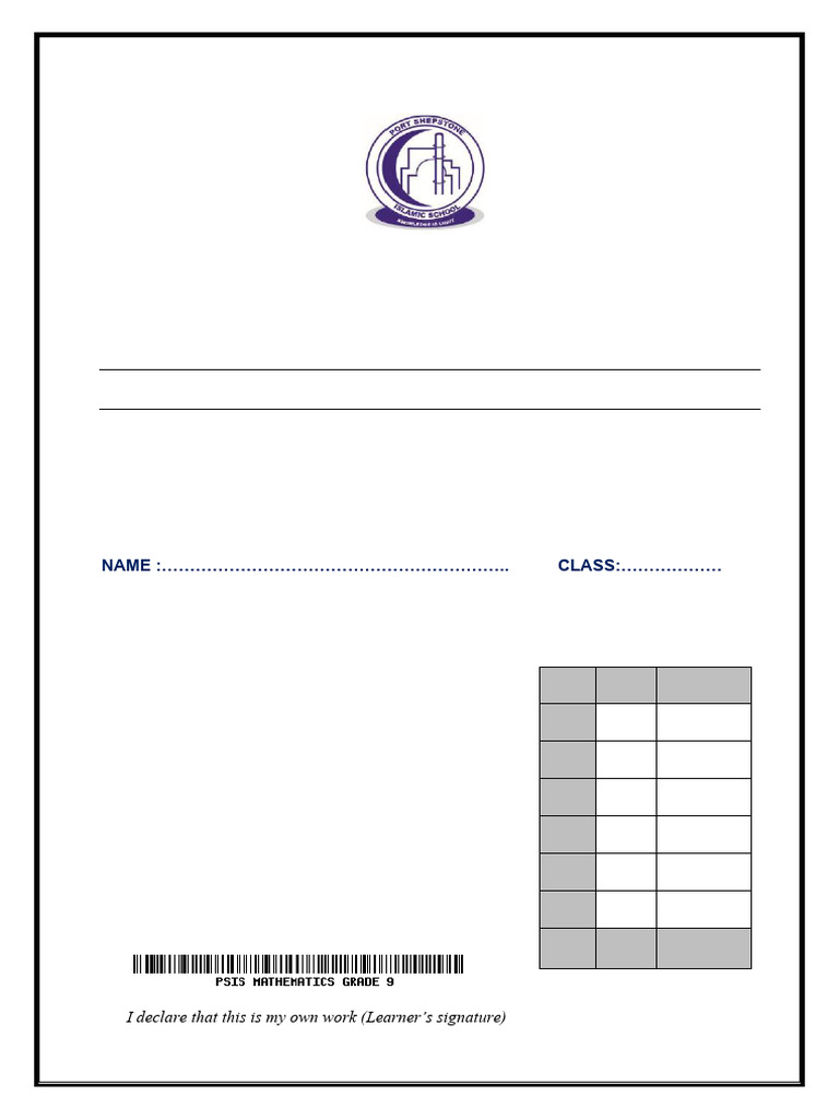 Gr9 Psis Term 1 Assignment Prep 2025-1 | PDF | Number Theory ...