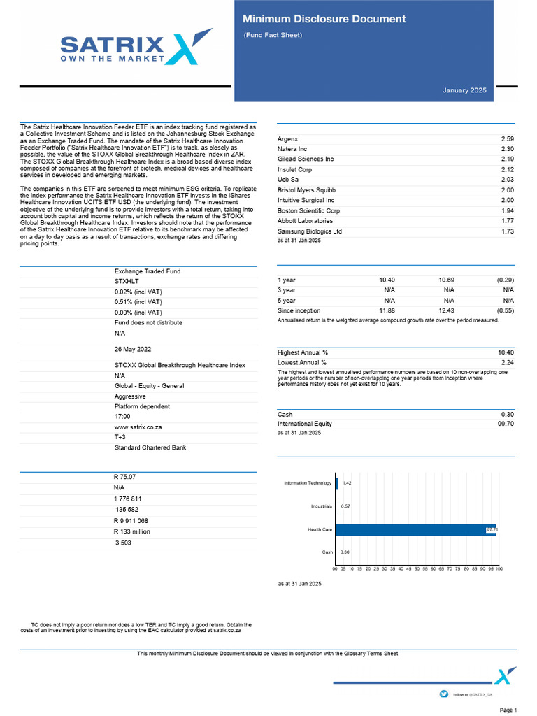 Satrix Healthcare Innovation Feeder ETF 31 Jan 2025 Class Z Final | PDF ...
