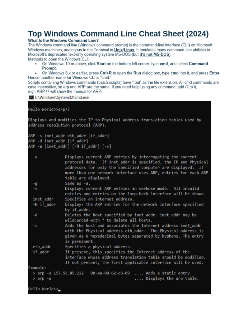 Top Windows Command Line Cheat Sheet Pdf Command Line Interface Computer File