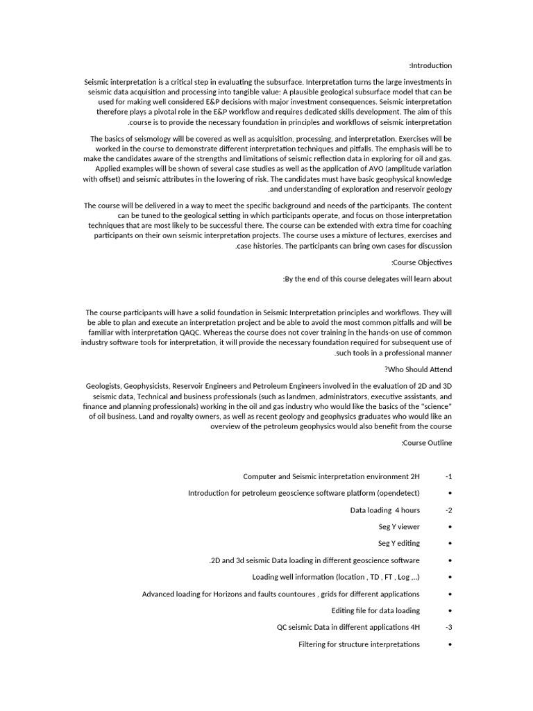 Practical Seismic Interpretation Workshop | PDF | Reflection Seismology ...