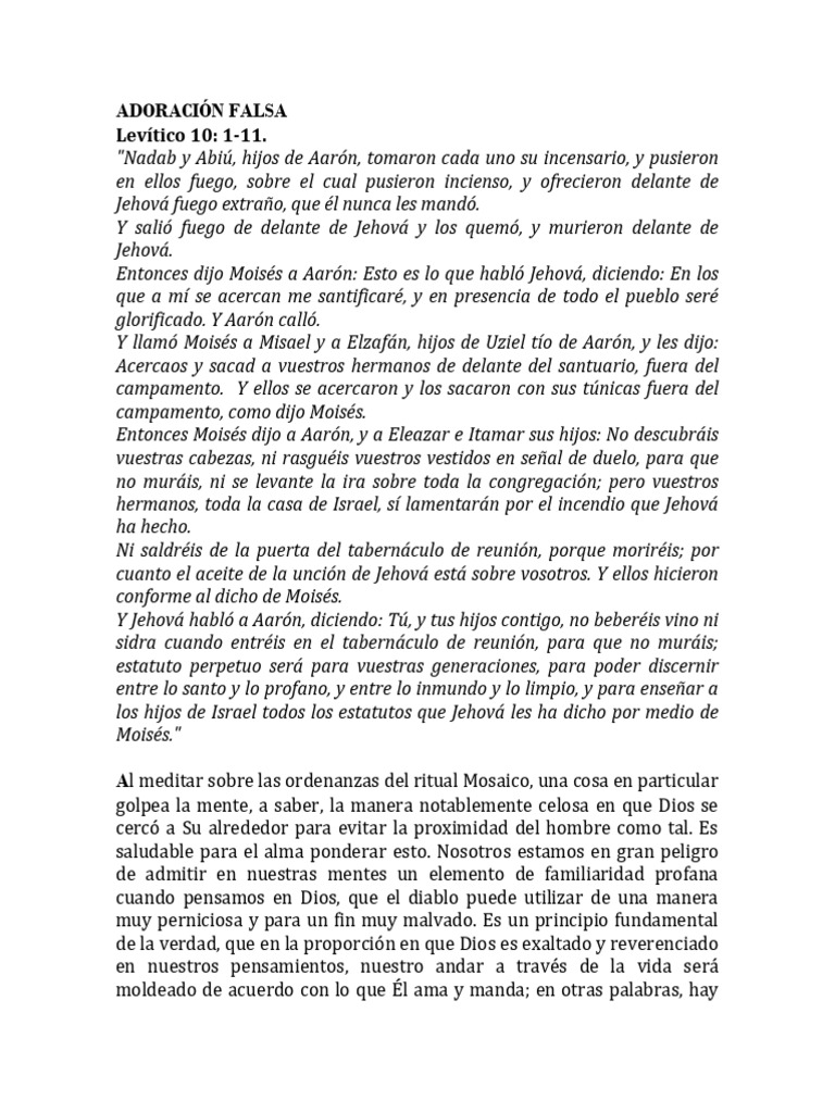 Adoración Falsa y Su Consecuencia | PDF | Incienso | Sacerdote
