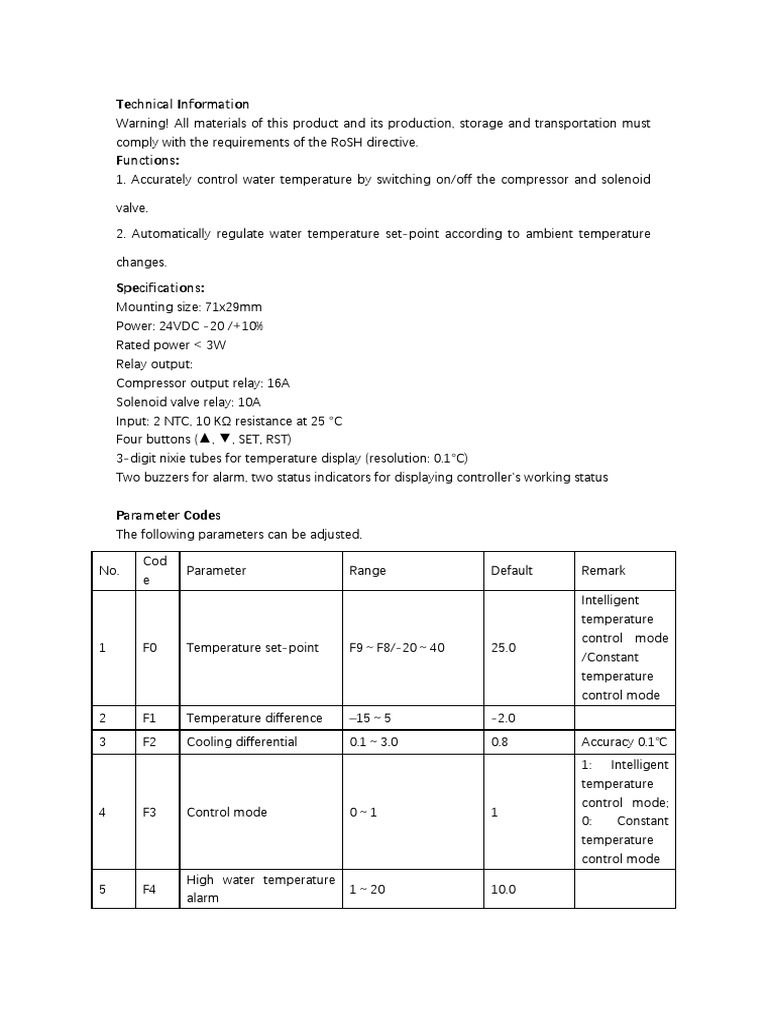 Temperature Controller T-503 Manual | PDF | Temperature