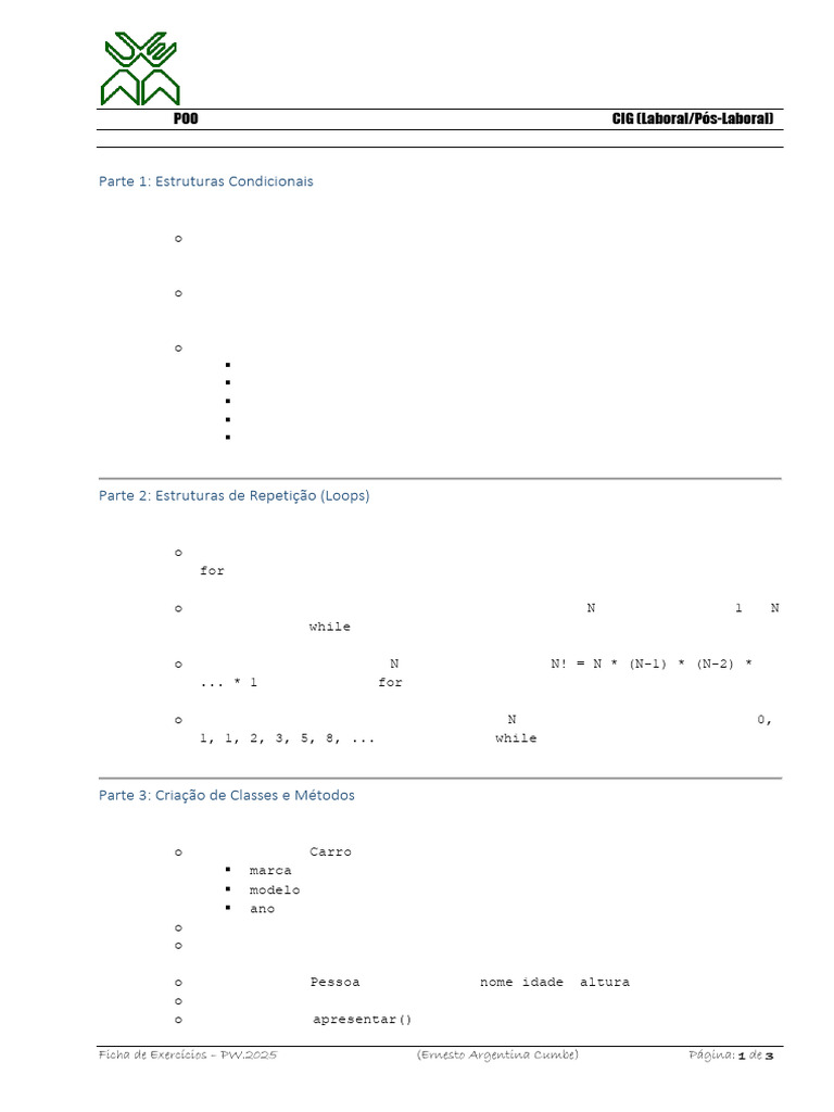 Exercícios De Poo Para Iniciantes Pdf Classe Programação De