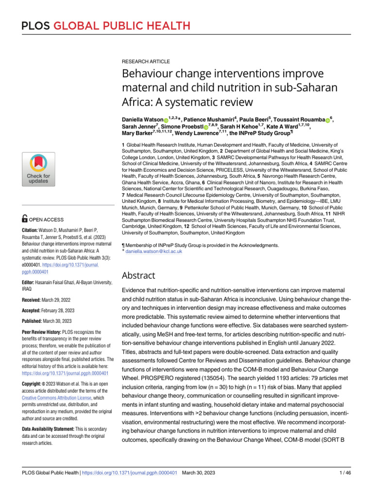 Behaviour Change Interventions | PDF | Systematic Review | Health Care