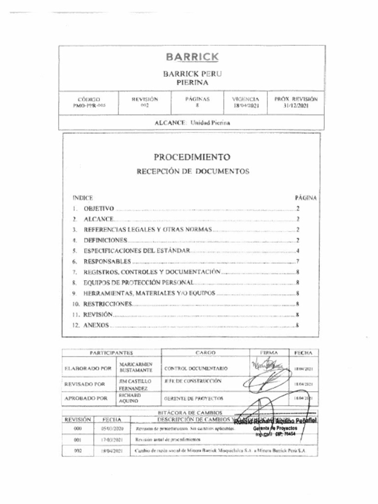 PMO-PPR-005 Rev.2 Signed | PDF | Información | Protocolo de transferencia de archivos