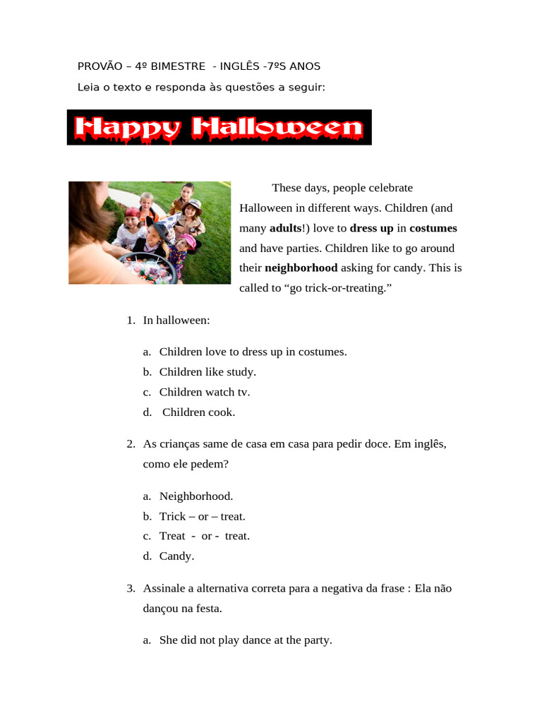 Halloween Activities and English Quiz | PDF