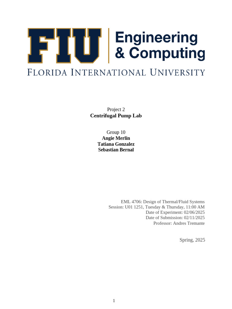 Project 2 - Centrifugal Pump Lab (2) | PDF | Pump | Flow Measurement
