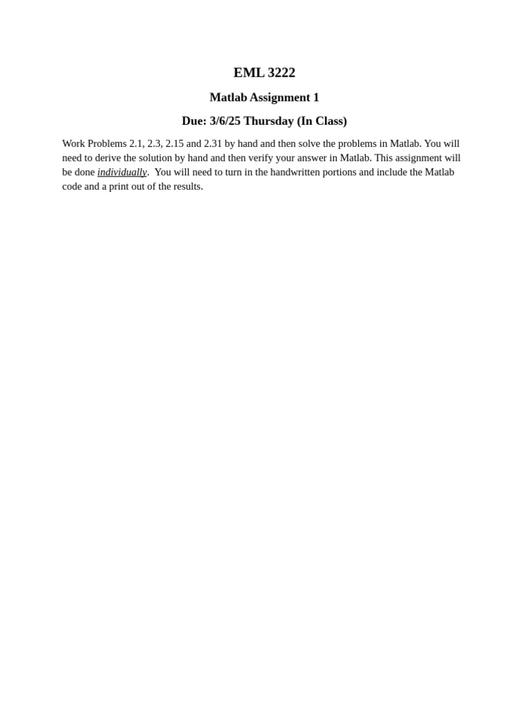 Matlab Project 1 | PDF