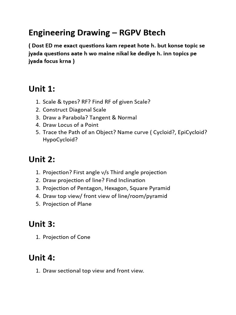 RGPV BTech Engineering Drawing Guide | PDF
