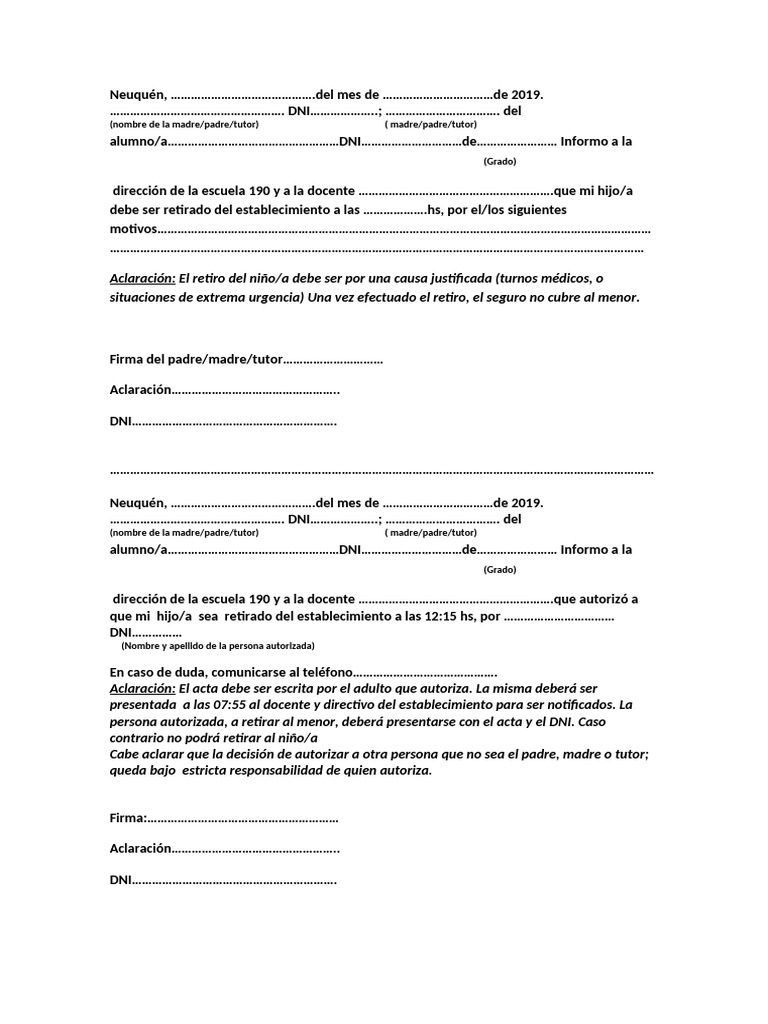 Actas de Retiro | PDF