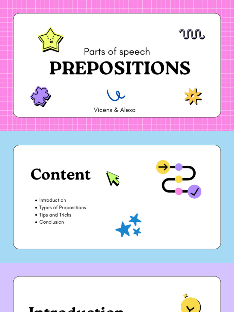 Parts of Speech Prepositions Presentation in Colorful Cute Style ...