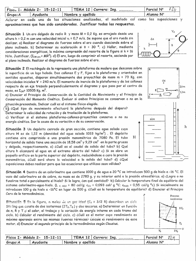 15 de Diciembre Grupo A Tema PARCIAL FISICA I UNLP SEGUNDO MODULO | PDF