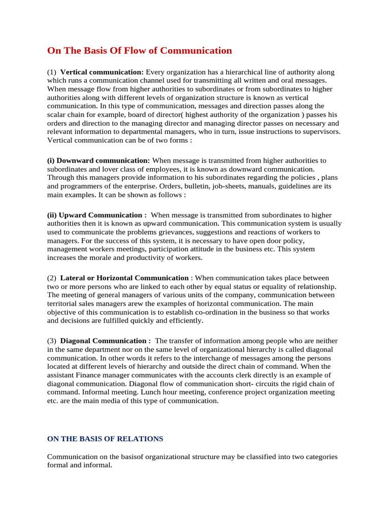 Flow of Communication | PDF | Communication | Hierarchy
