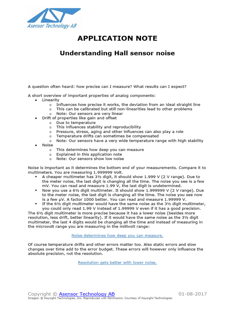 Understanding Hall Sensor Noise | PDF | Bandwidth (Signal Processing ...