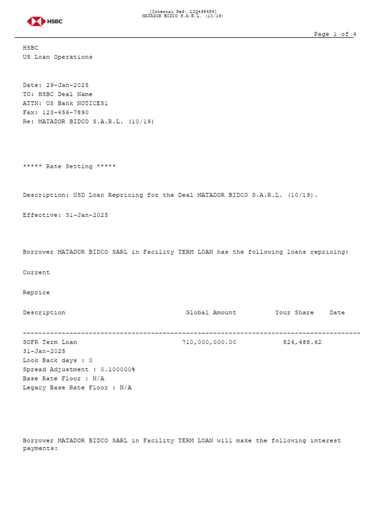 HSBC - Interest and Rate Setting - Tagged | PDF | Loans | Banking