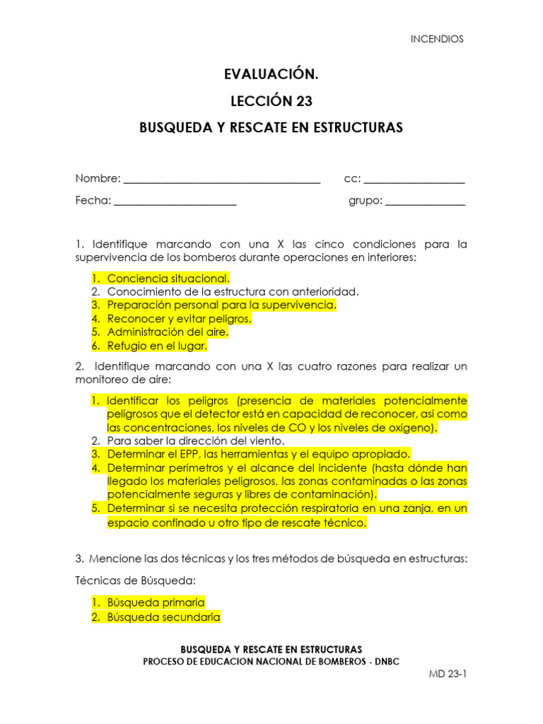 23 - (Respuestas) Evaluacion Busqueda y Rescate | PDF