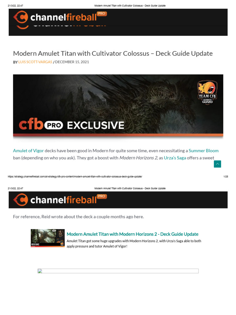 Modern Amulet Titan With Cultivator Colossus - Deck Guide Update | PDF ...