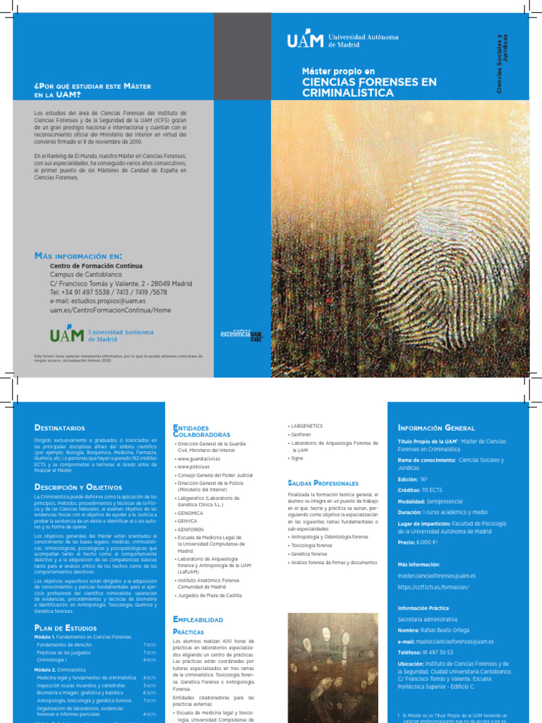 Ciencias Forenses en Criminalística (Uam) | PDF | Jurisprudencia médica | Ciencia forense