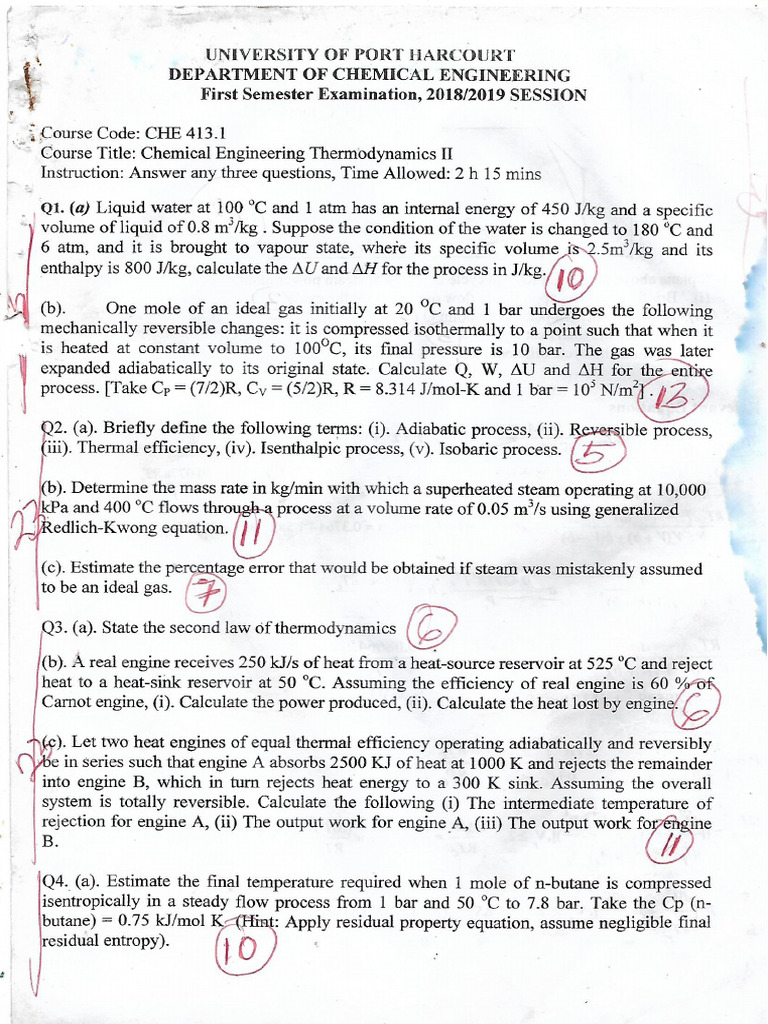 Marking Scheme (CHE 413) Part 1 (1) | PDF