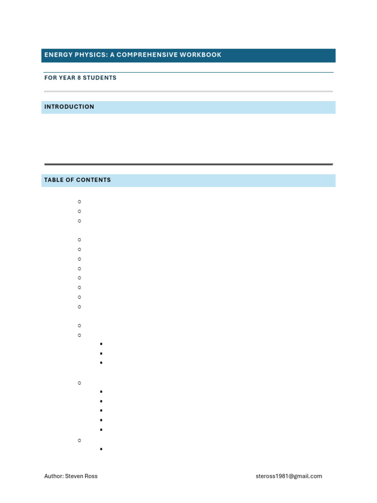 Year 8 Energy Physics Workbook | PDF | Energy Development | Fuels
