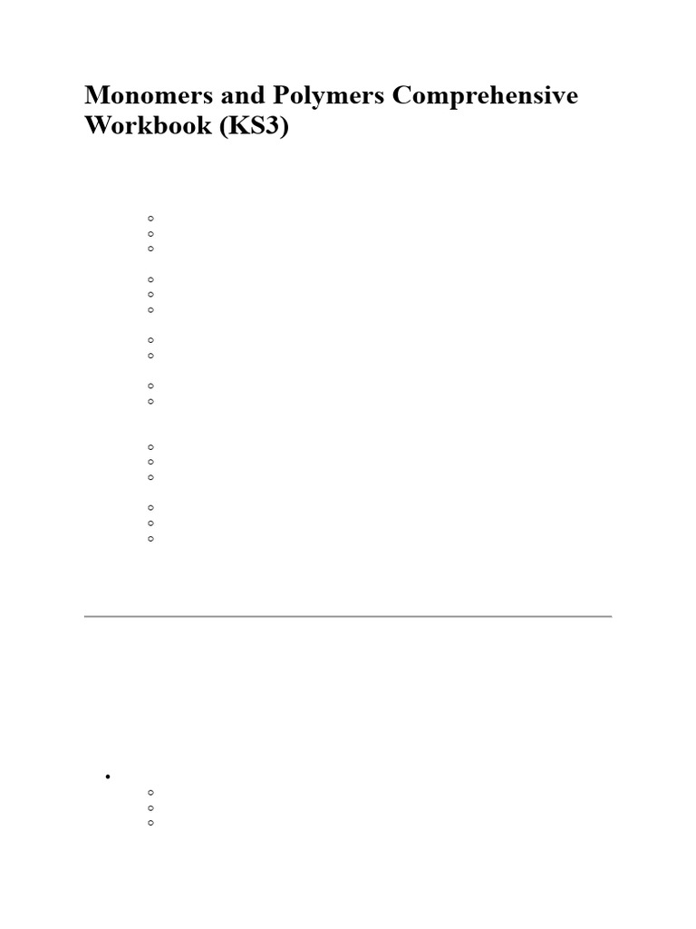 Monomers & Polymers KS3 Workbook | PDF | Polymers | Macromolecules
