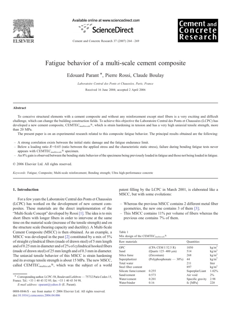 parant2007 cemtec | PDF | Fatigue (Material) | Fracture