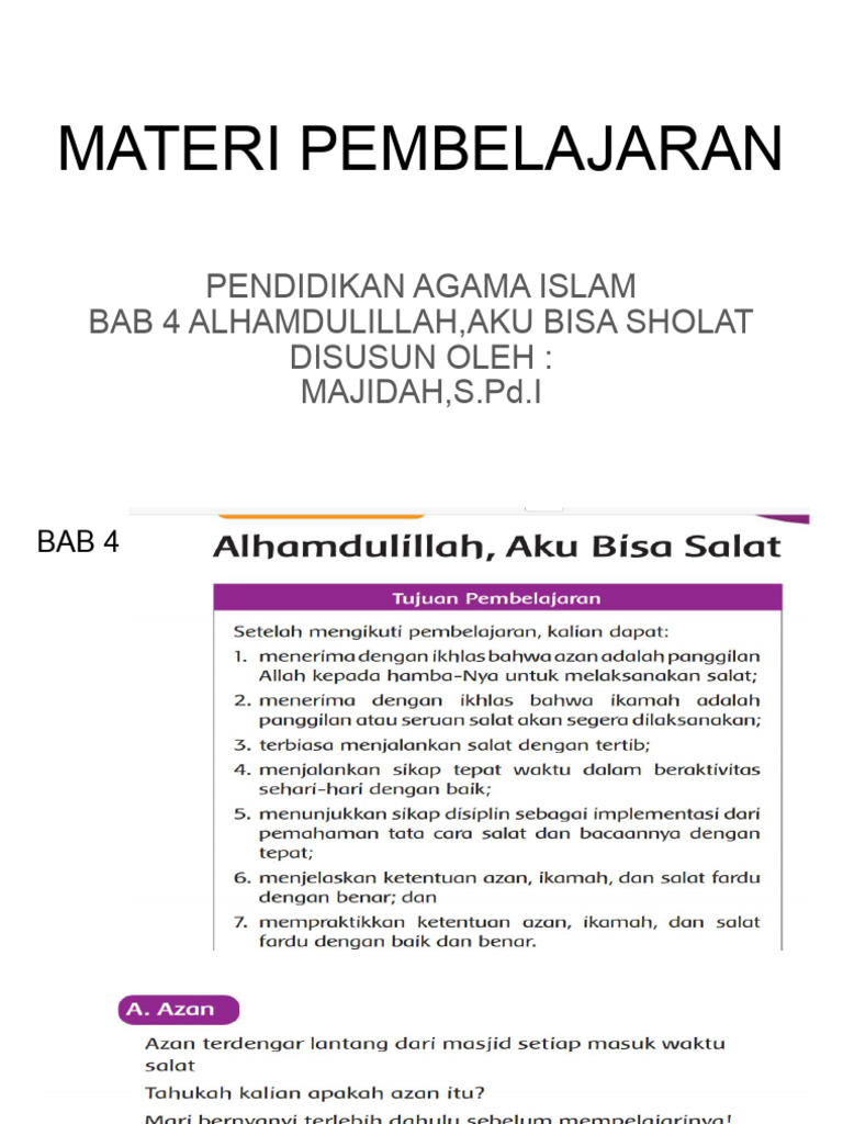 Kelas 2 Pai Bab 4 Alhamdulillah, Aku Bisa Sholat | PDF