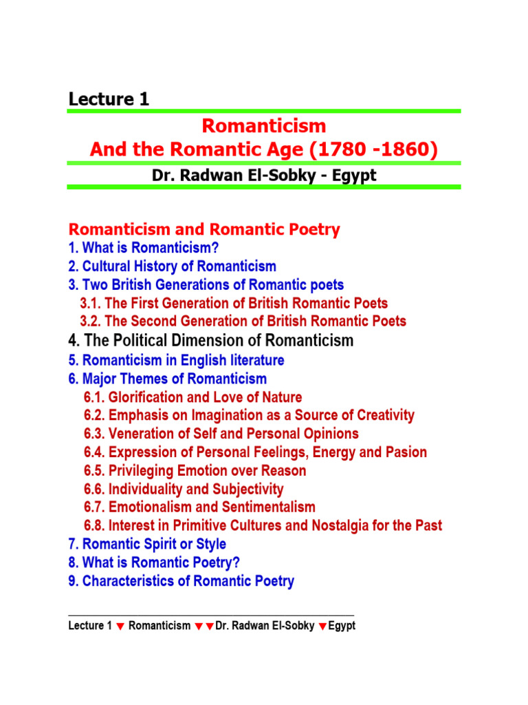 Overview of Romanticism (1780-1860) | PDF | Romanticism | Imagination