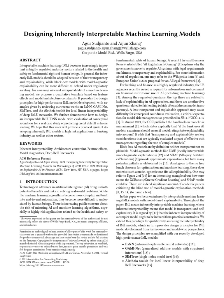 Designing Inherently Interpretable Machine Learning Models | PDF | Receiver Operating ...