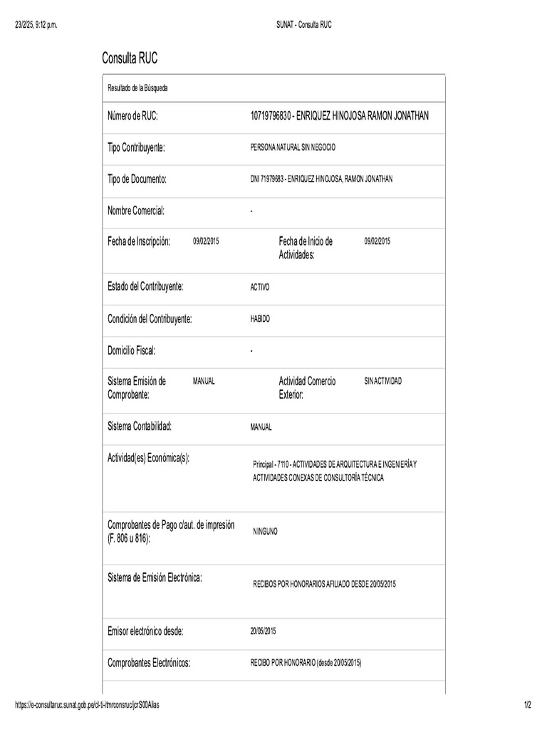 SUNAT - Consulta RUC | PDF