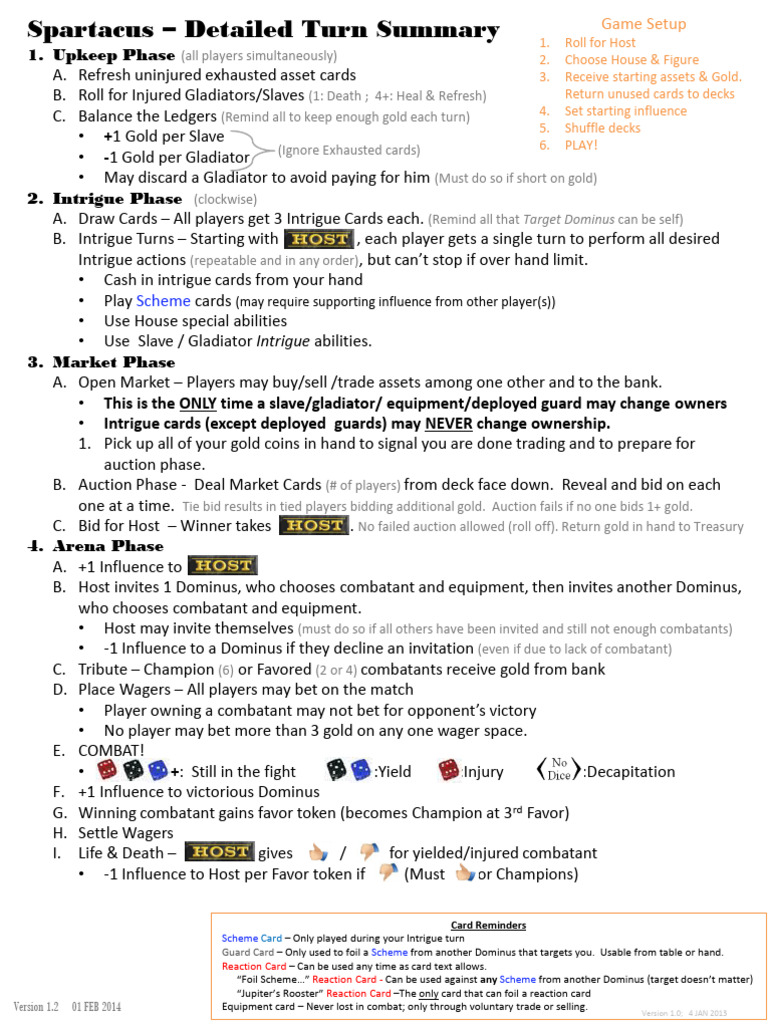 Spartacus Game Turn Overview | PDF | Games Of Chance | Games Of Mental ...
