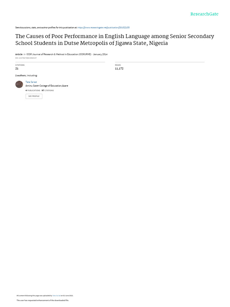 The Causes of Poor Performance | PDF | Teachers | Schools