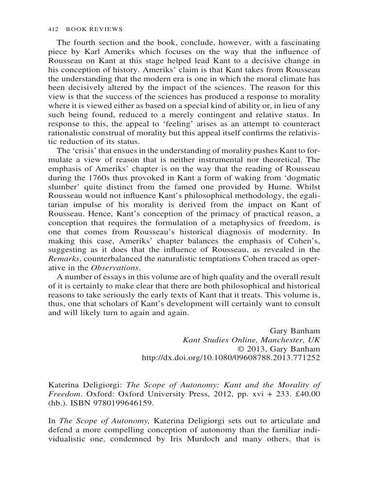 Louden, R. B. (2013) - The Scope of Autonomy. Kant and The Morality of ...