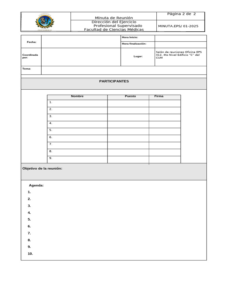 Minuta de Reunión EPS 01-2025 | PDF