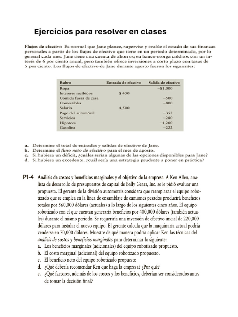 Ejercicio para Resolver en Clase - Finanzas | PDF