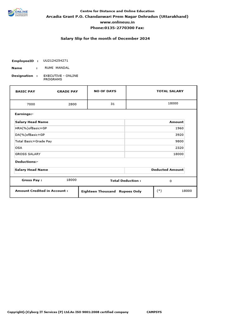 RPT Employee Salary Slip | PDF